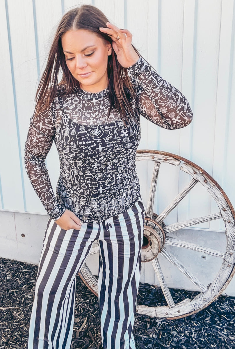 Spooky Halloween Mesh Long Sleeve – The Dirt Road Fashionista