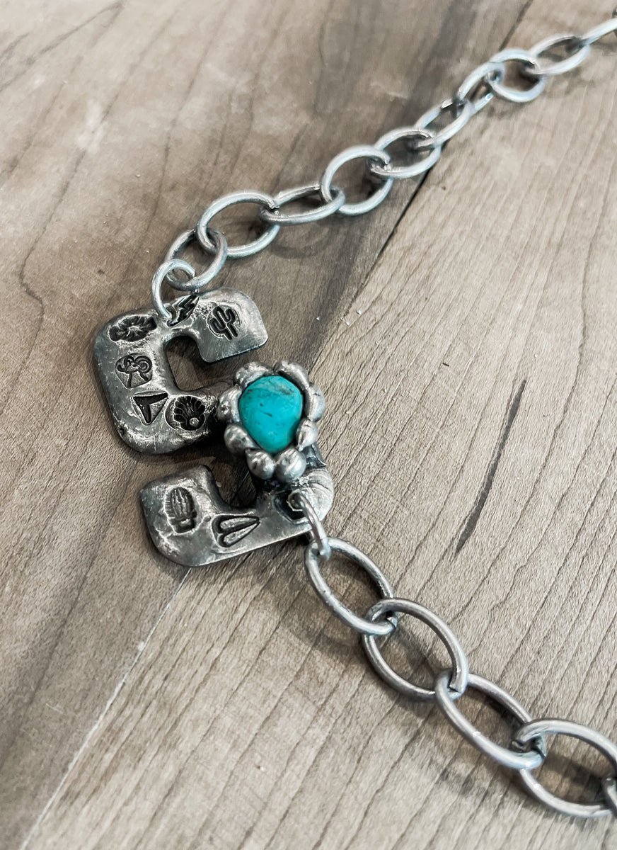 MADE TO ORDER Turquoise Stamped Initial Necklace – The Dirt Road ...